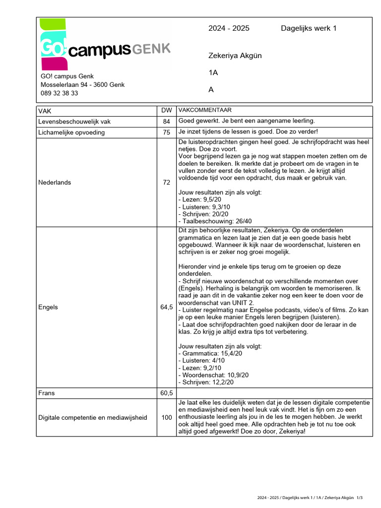Dagelijks Werk 1 | PDF