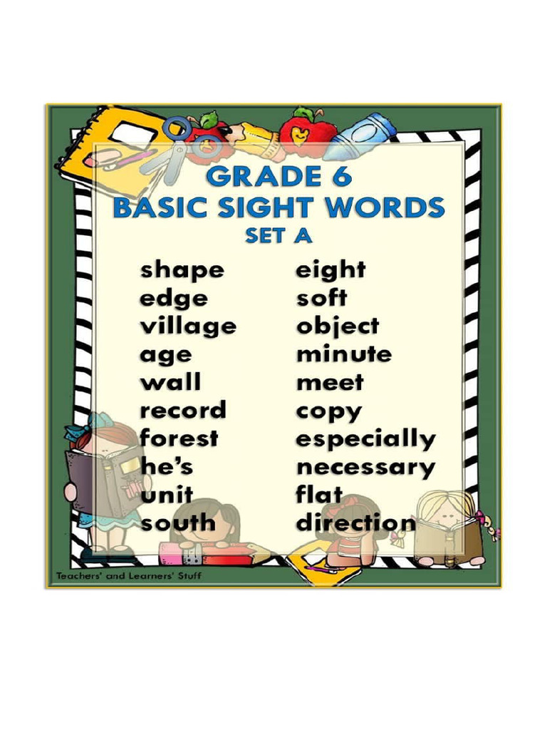 Basic Sight Words 6 | PDF