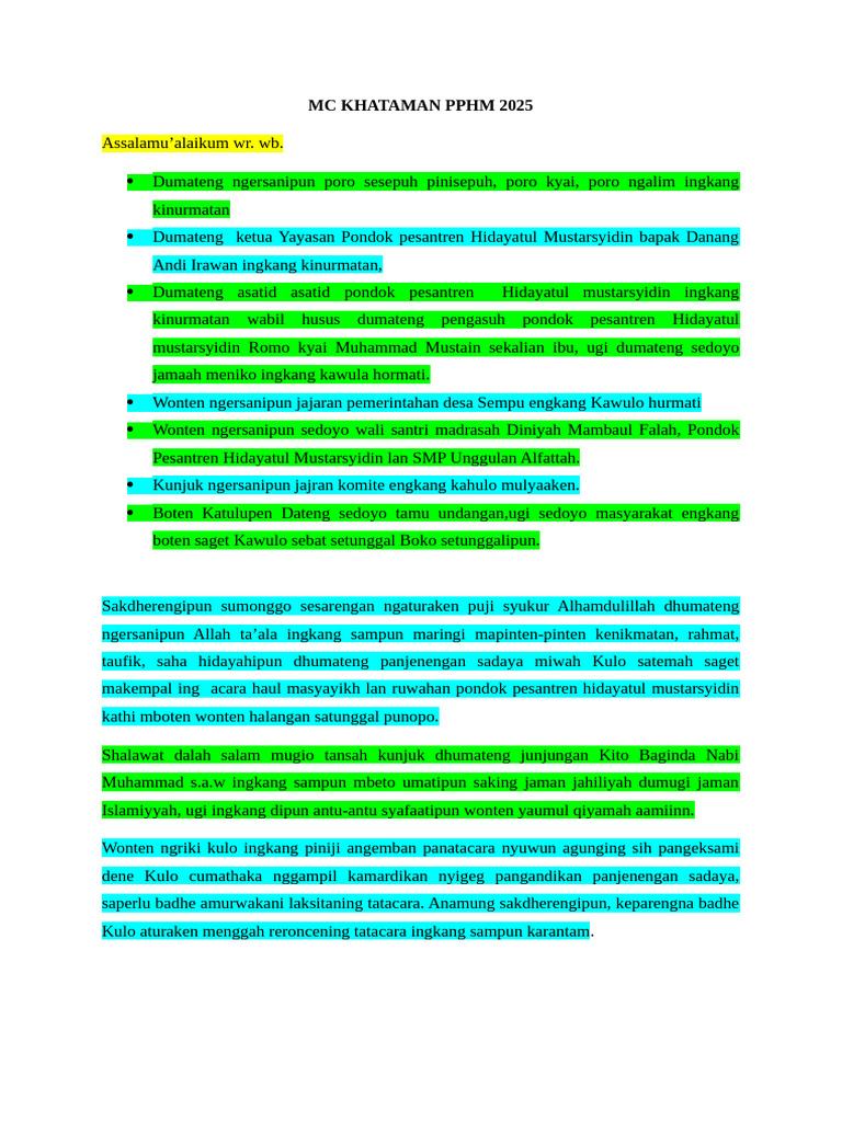 Teks MC Khataman PPHM 2025 | PDF