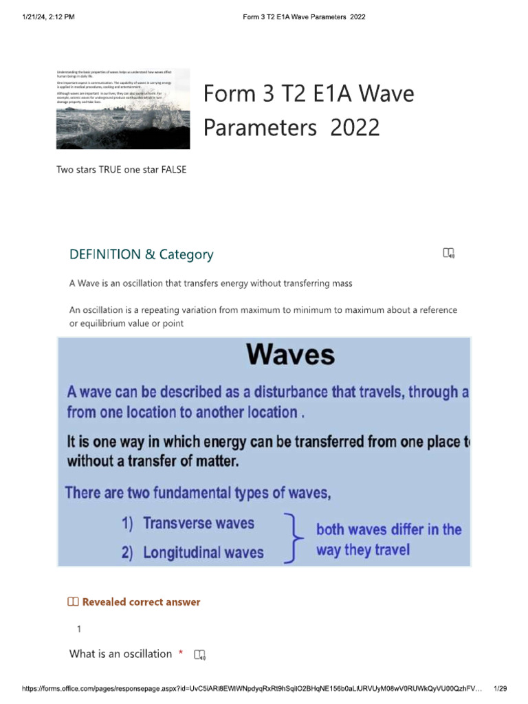 Form 3 Wave Parameters - A1 | PDF