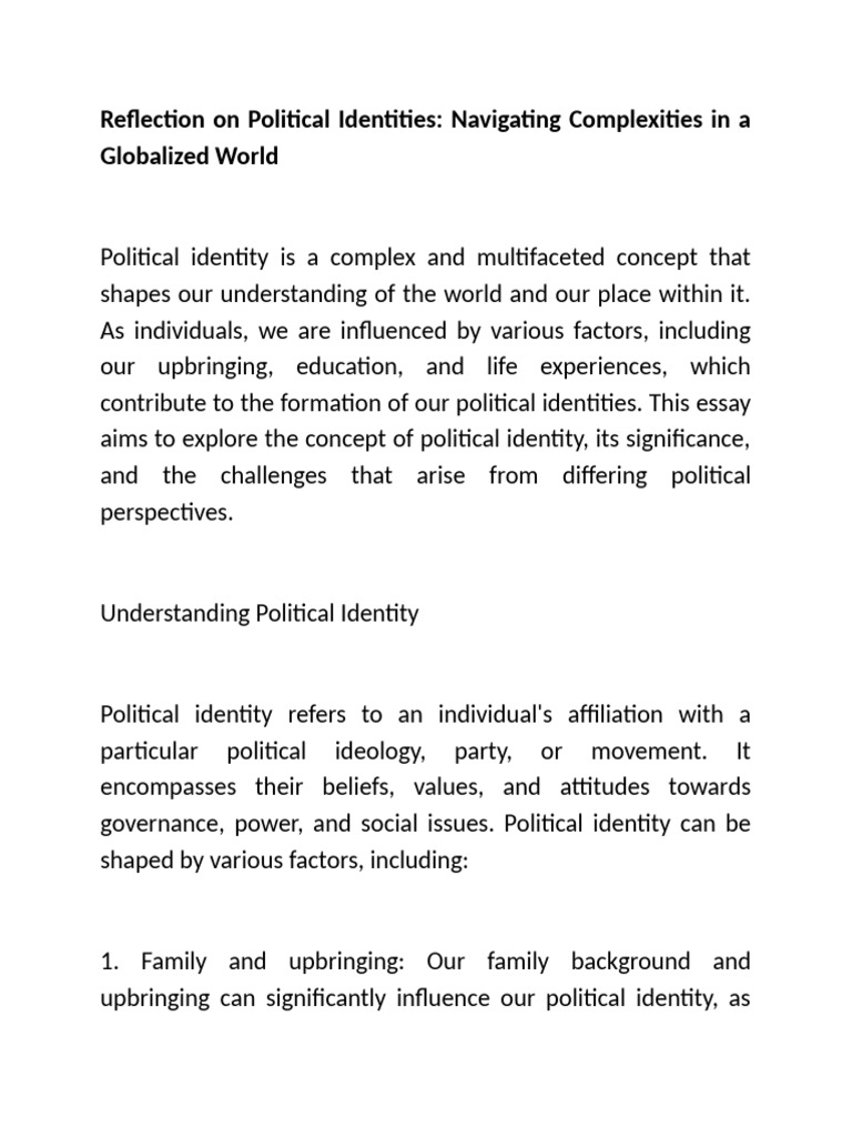 Reflection On Political Identities | PDF | Identity (Social Science ...