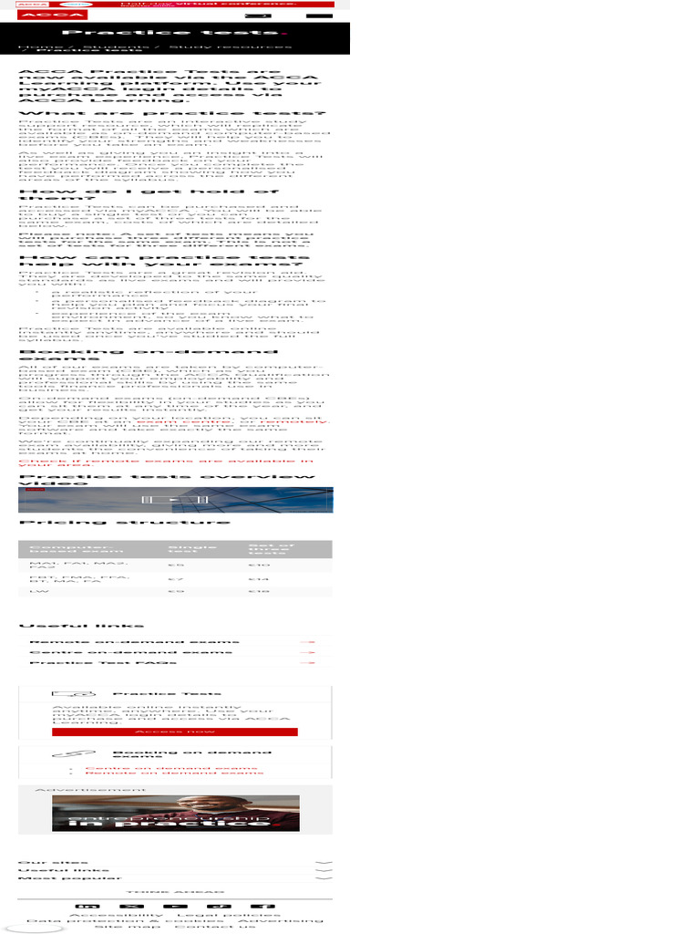 Practice Tests ACCA Global | PDF | Computing