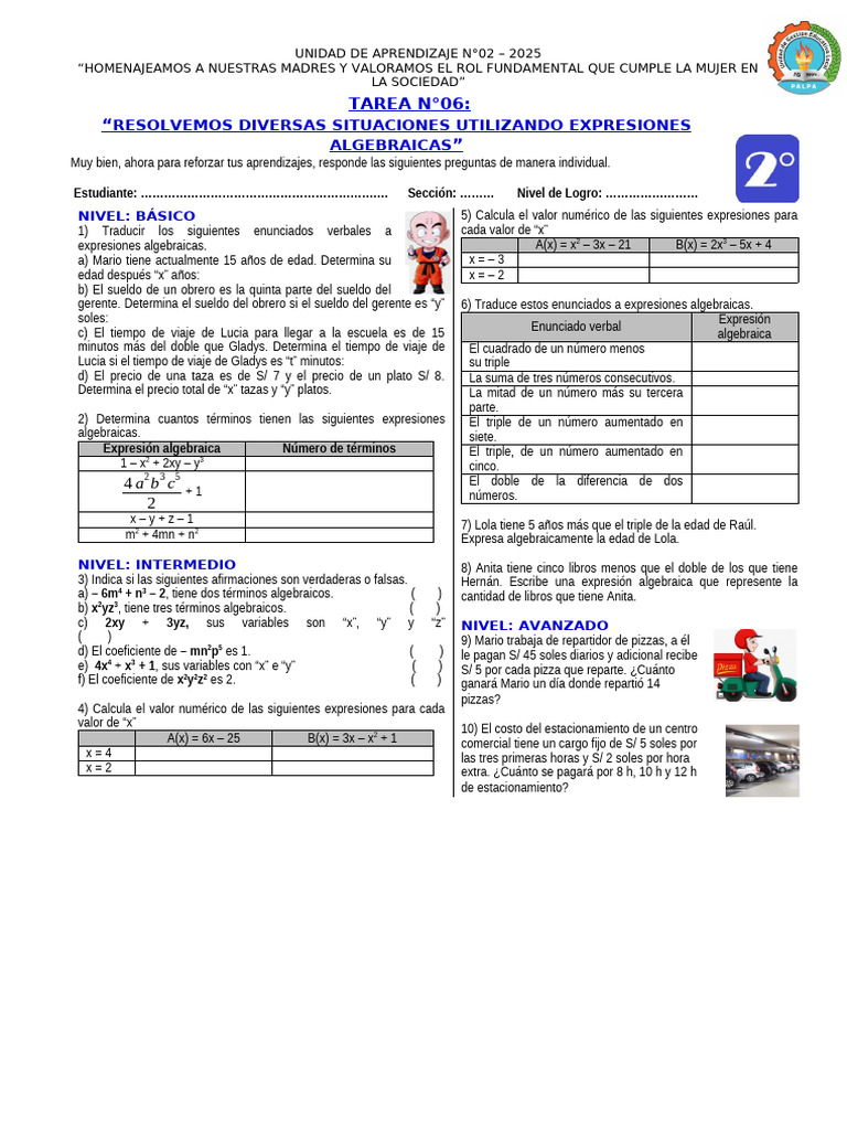 Tarea 6-2do-Ua2-2025 | PDF | Matemáticas