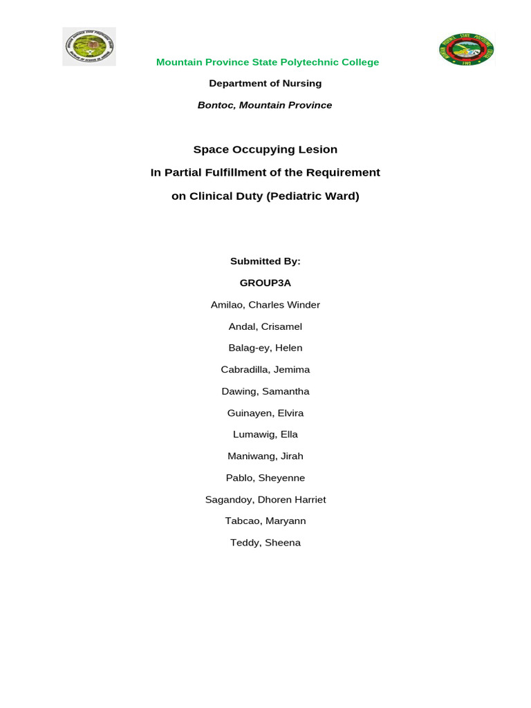 Space Occupying Lesion in Pediatric Patient | PDF | Traumatic Brain ...