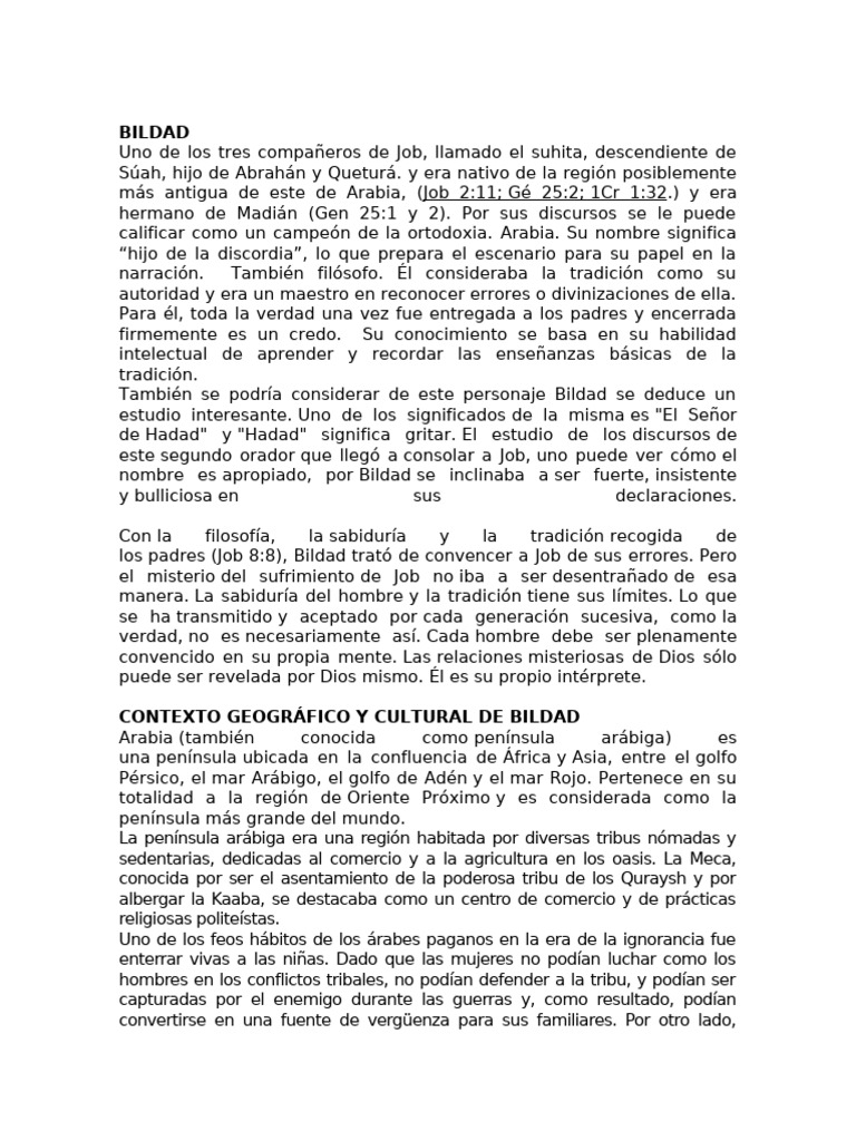 Análisis de Bildad en el Libro de Job | PDF | Libro de trabajo ...