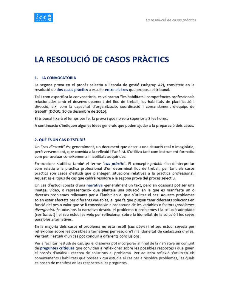 La Resolució de Casos Pràctics | PDF