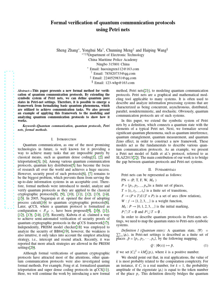 Communication Protocol Verification Petri Net | PDF | Quantum Mechanics | Theoretical Computer ...