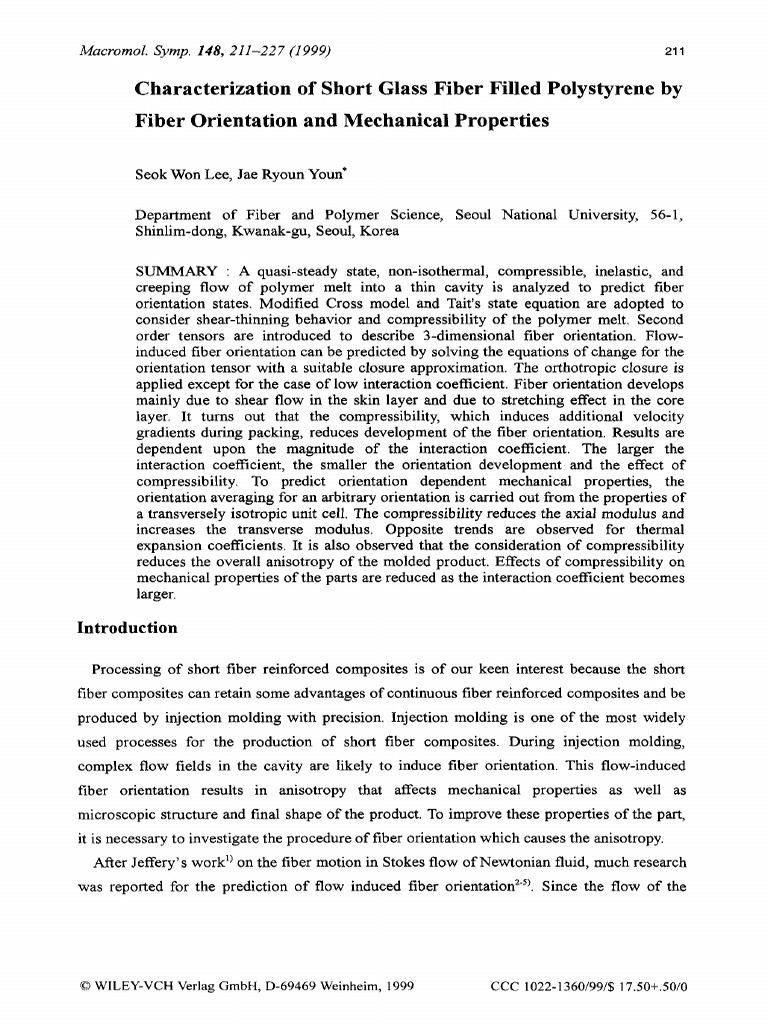 (FO) Characterization of Short Glass Fiber Filled Polystyrene by Fiber ...