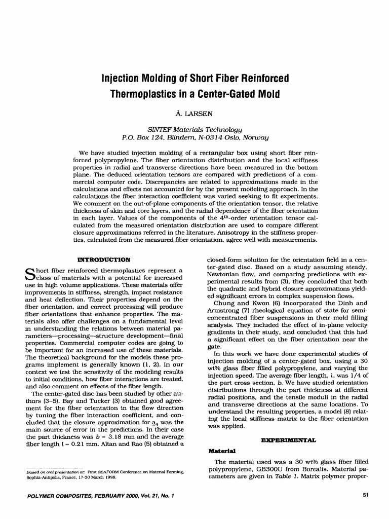 Injection Molding of Fiber-Reinforced Polymers | PDF | Composite ...