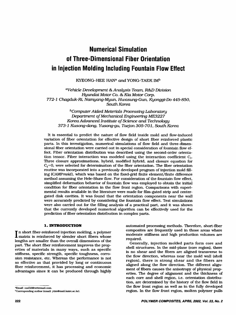 (FO) Hyundai Motor Co - Numerical Simulation of Three-Dimensional Fiber ...