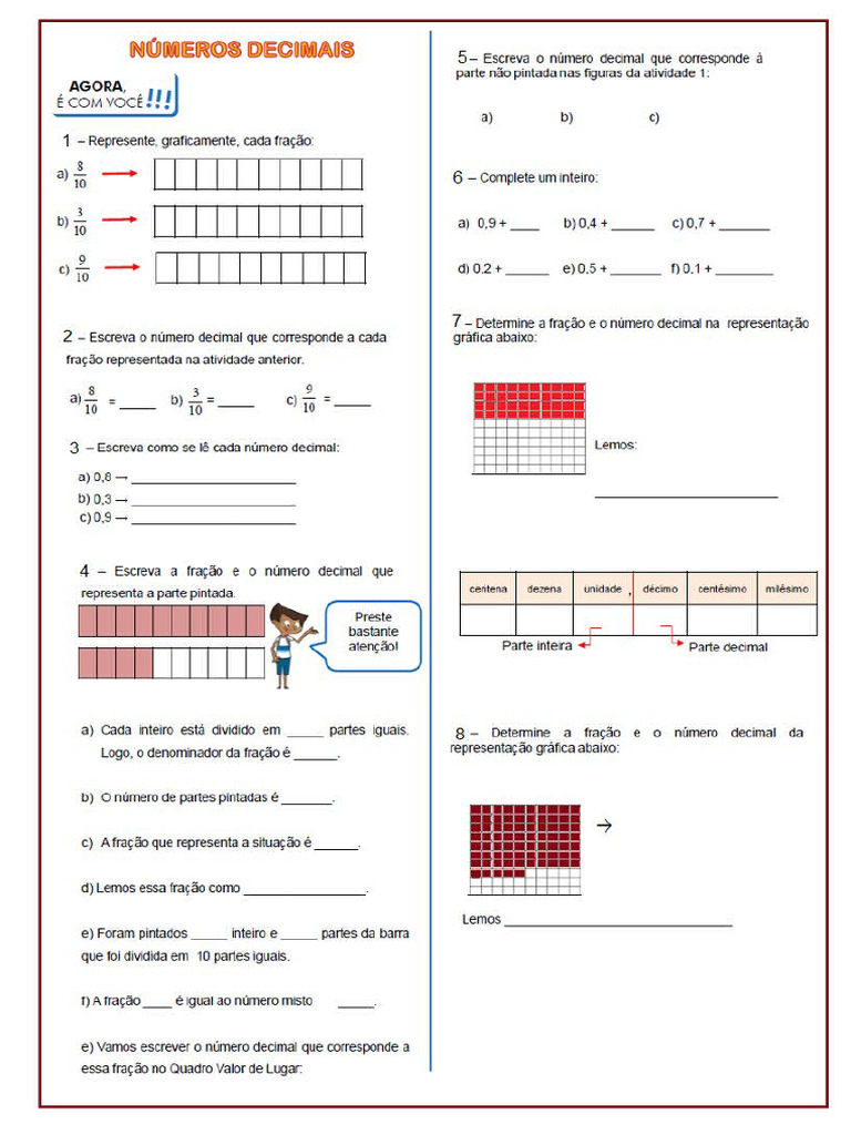 Números Decimais Atividade de Revisão | PDF