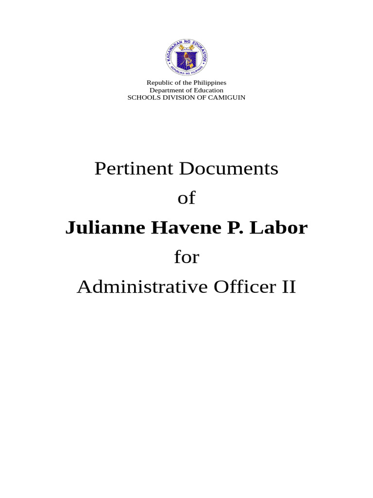Pertinent Documents for Admin Officer II | PDF