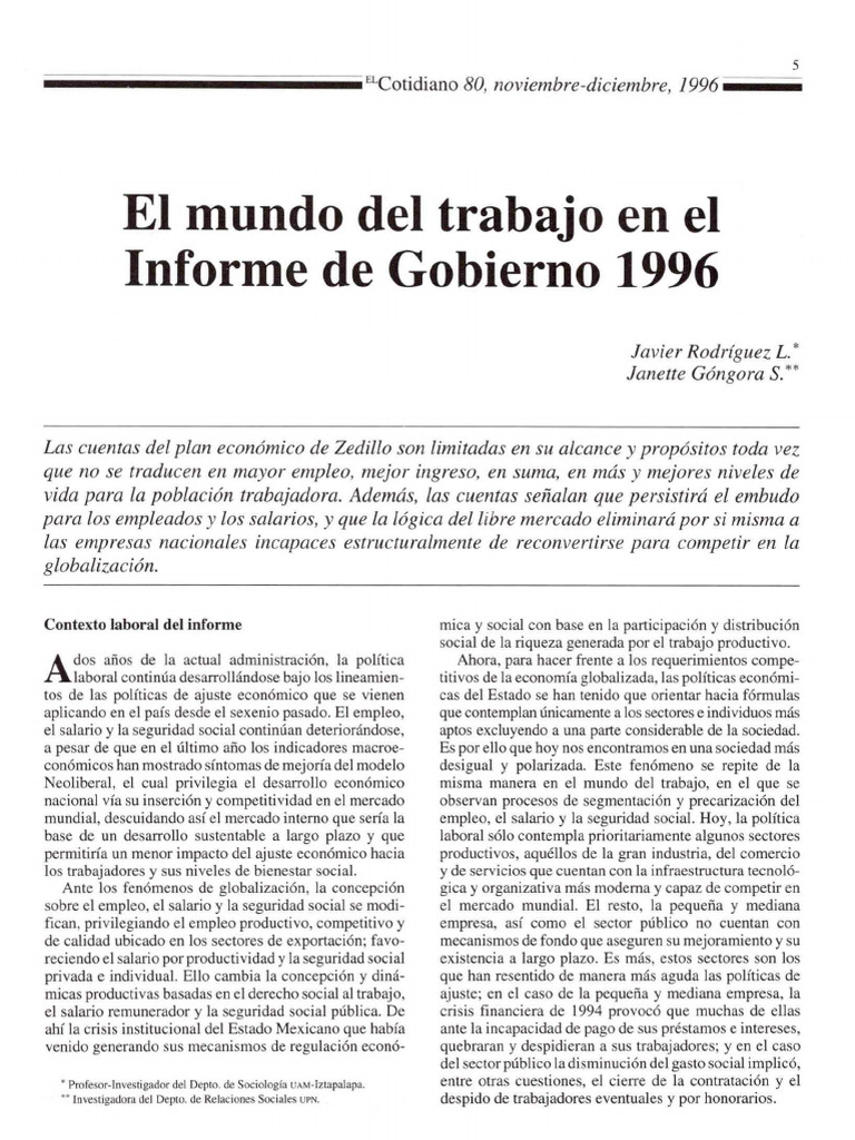 El Mundo Del Trabajo en El Informe | PDF | Empleo | Salario