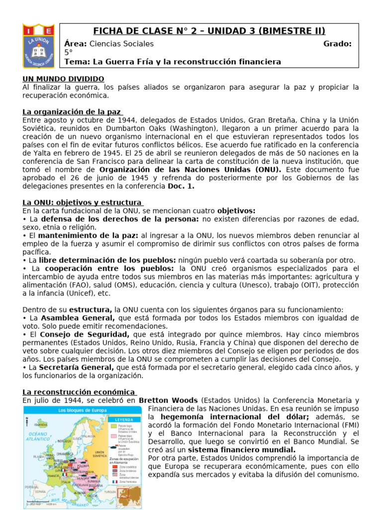 Ficha 2 - Unidad 3 - Un Mundo Dividido - 5° Abcd - Bimestre Ii | PDF ...