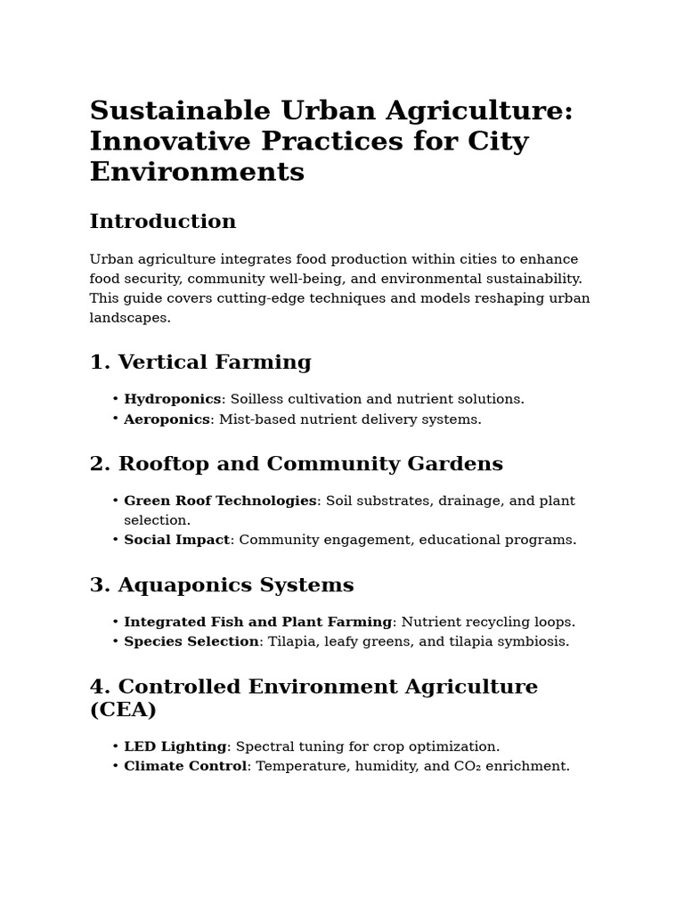 Sustainable Urban Agriculture | PDF