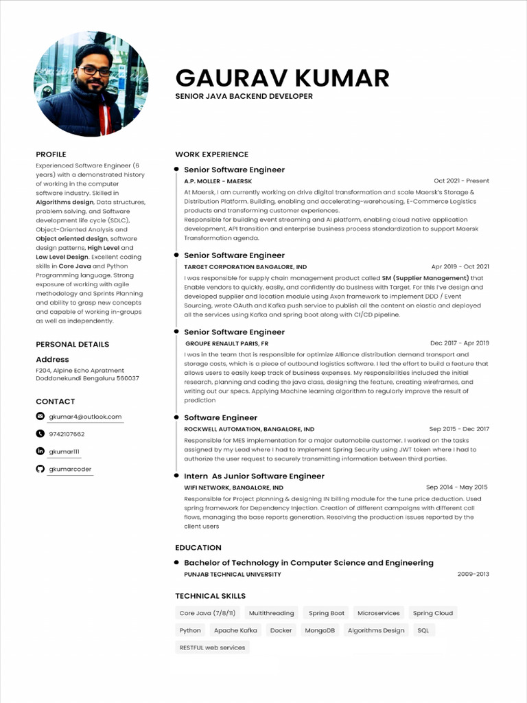 Gaurav Kumar CV Maersk | PDF