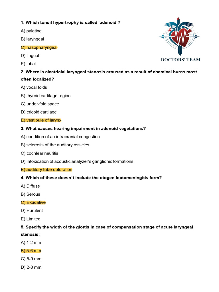 ENT Final 2025 (Prototype) - 1 | PDF | Human Nose | Vertigo