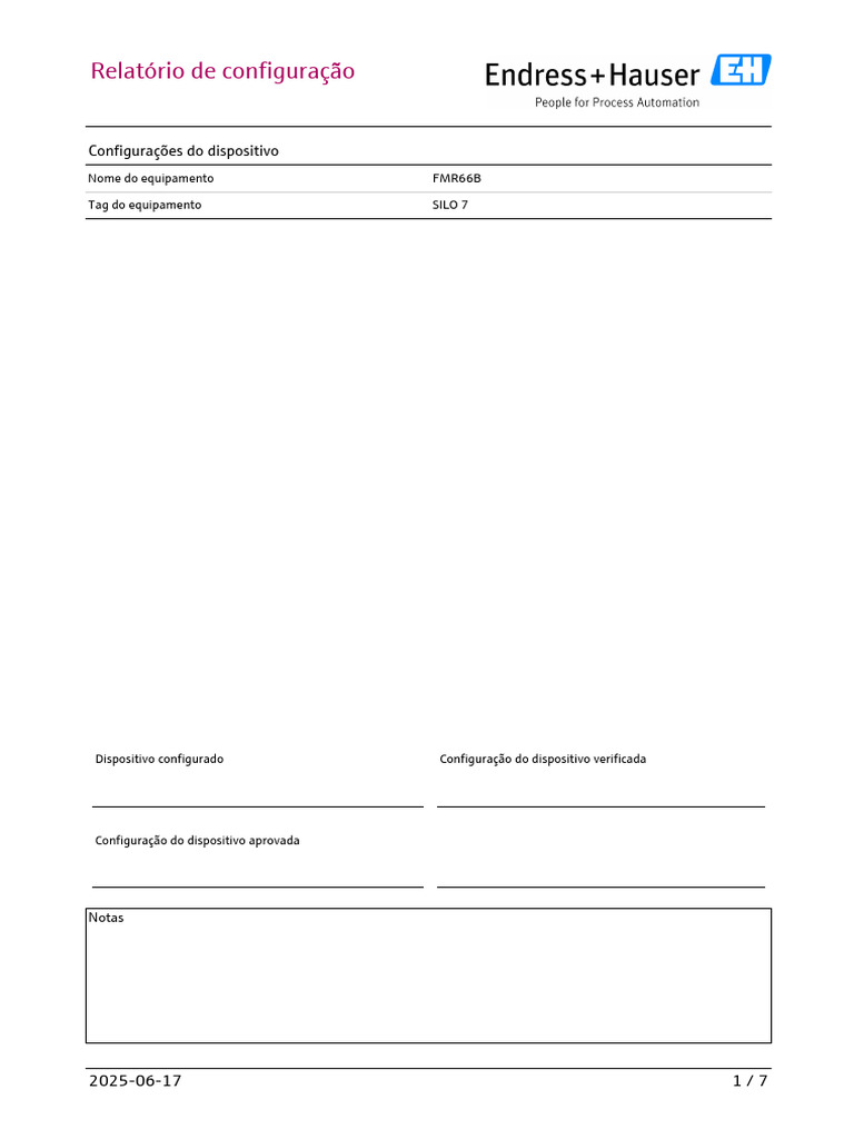 Relatório de Configuração do FMR66B | PDF | Calibração | Quantidades ...