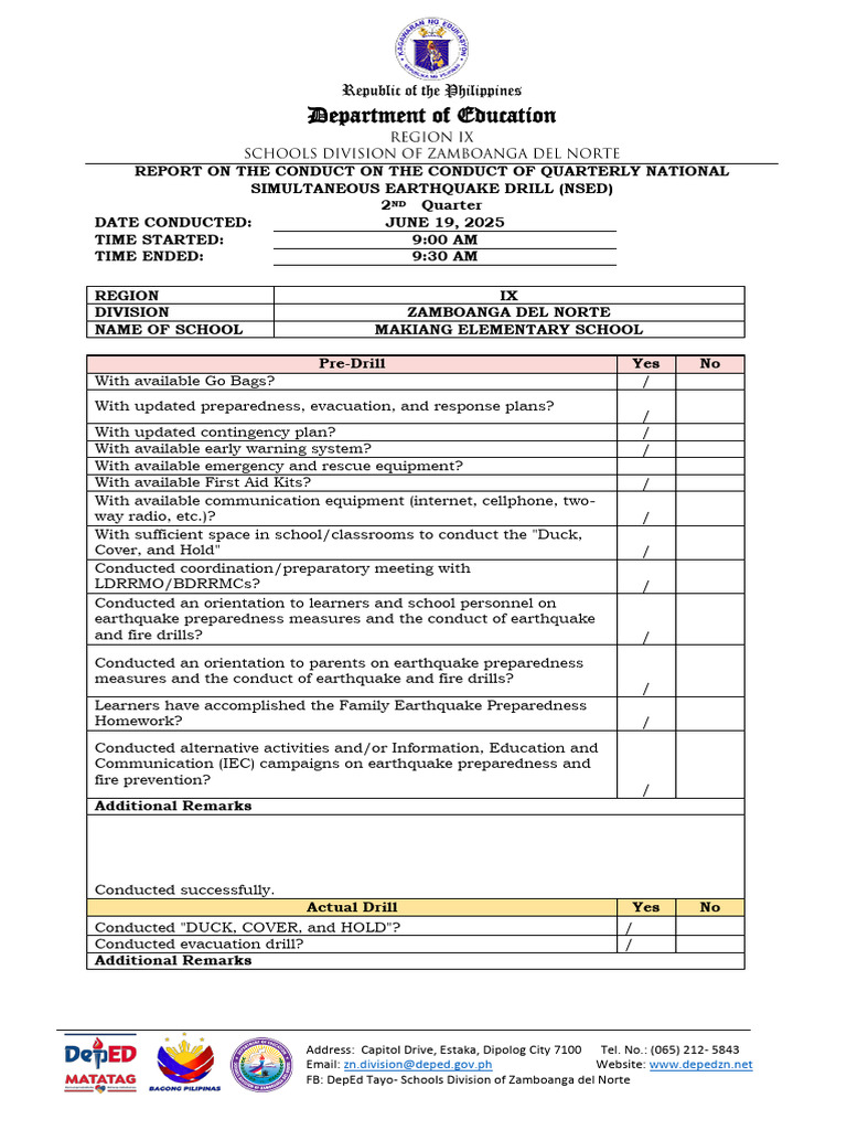 Makiang Es 2025 Nsed Report 2nd Quarter | PDF | Emergency Management ...