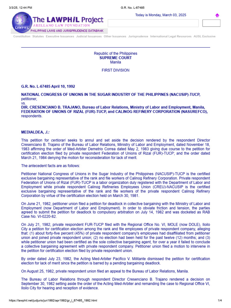 Nacusip-Tucp vs. Trajano | PDF | Collective Bargaining | Strike Action