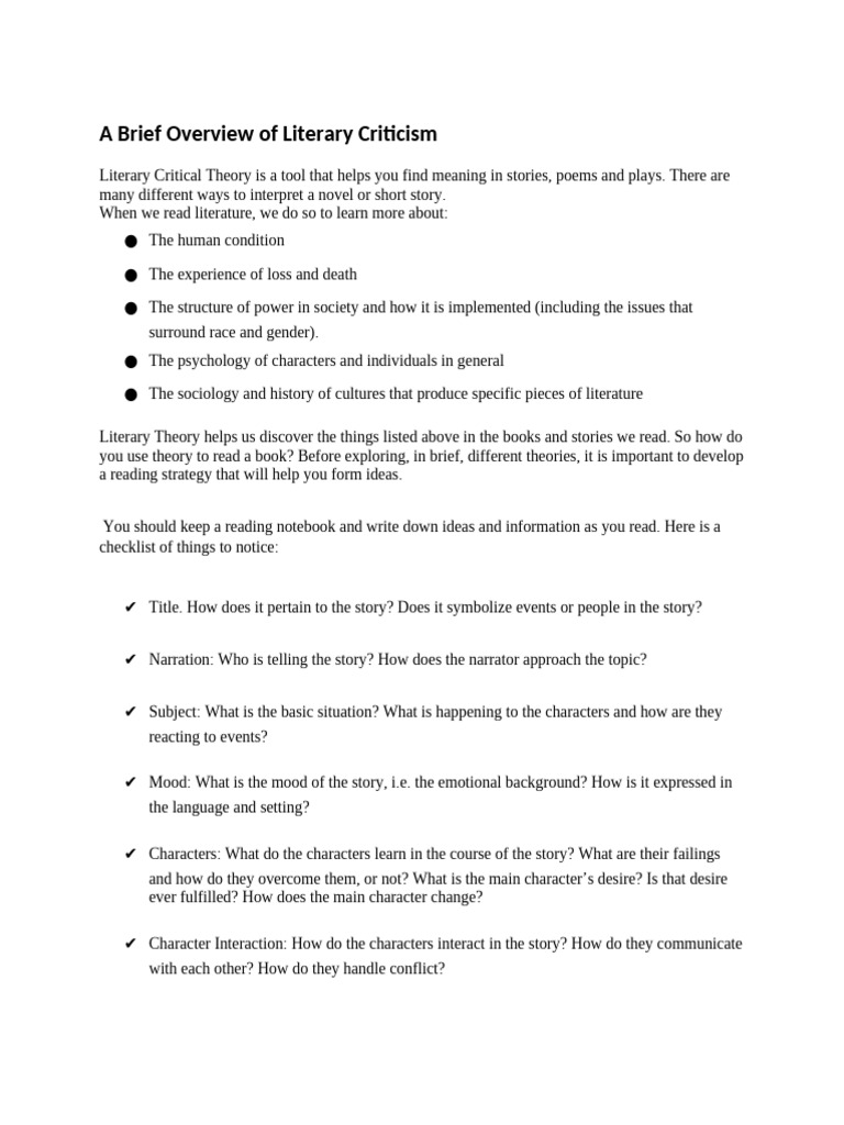 Understanding Literary Criticism Basics | PDF | Psychology | Liberal ...