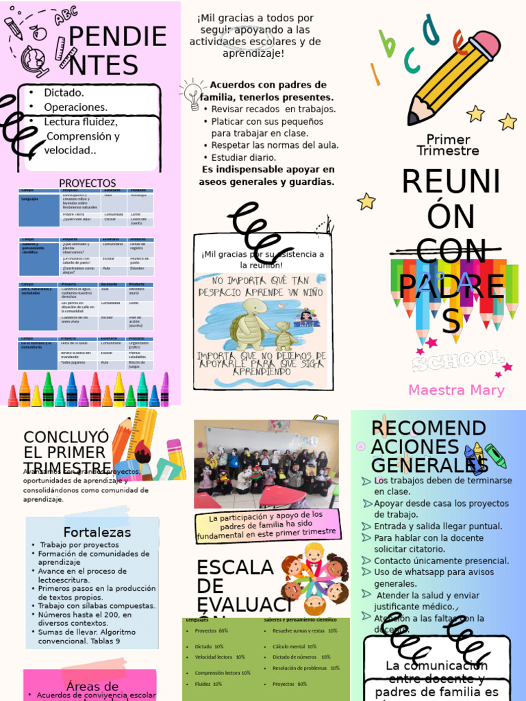 Tríptico Padres de Familia Editable | PDF | Salón de clases | Aprendizaje