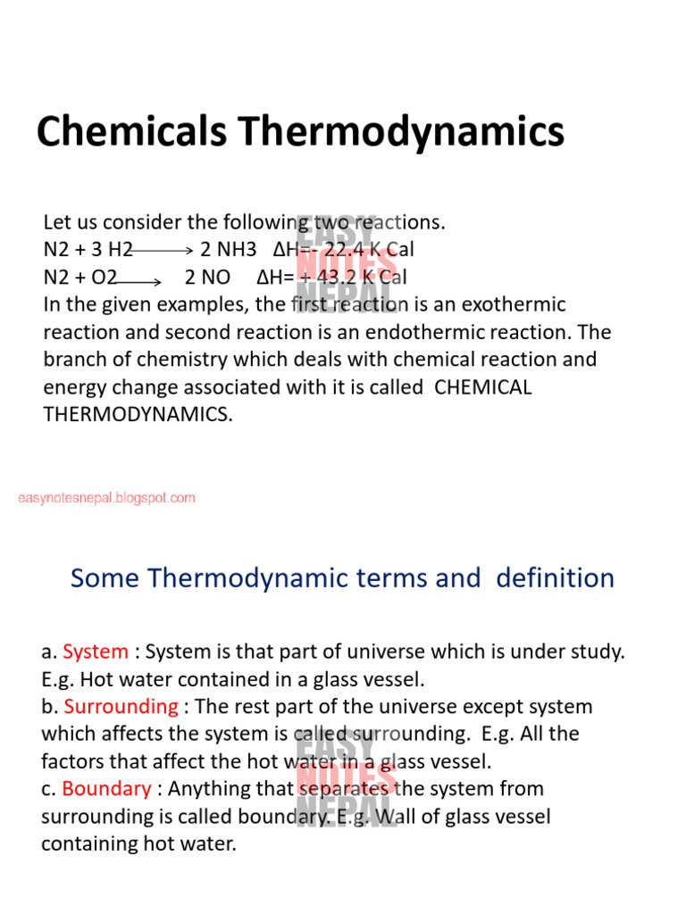 Chemical Thermodynamics (Easy Notes Nepal) | PDF | Gibbs Free Energy ...