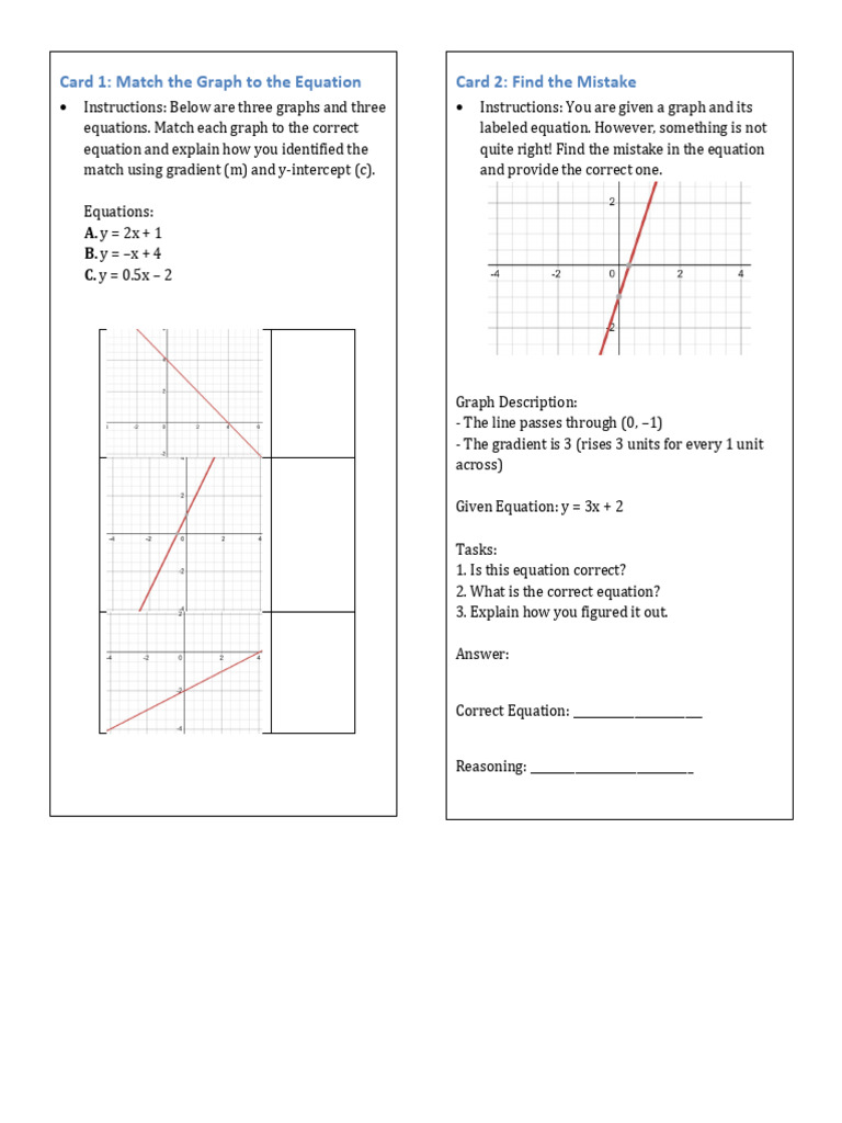 Match Graphs to Equations Activity | PDF | Applied Mathematics