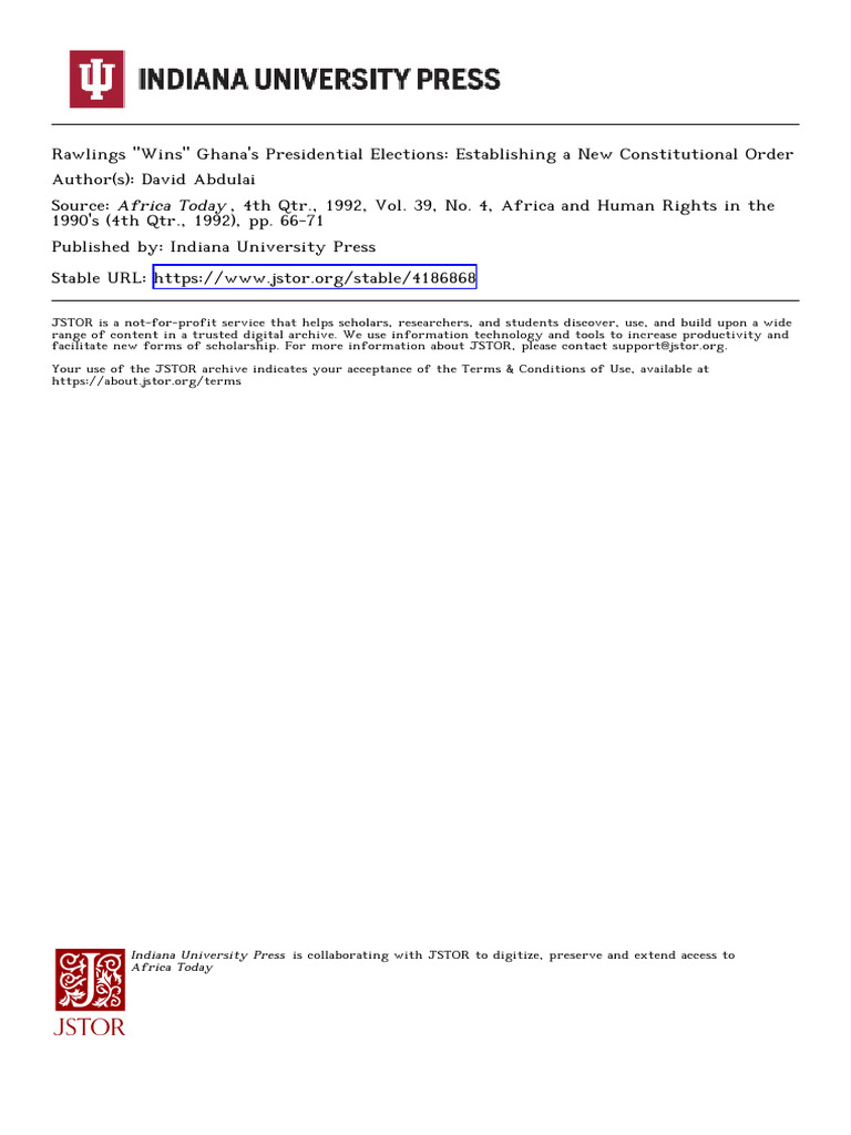 Rawlings' Election Victory in Ghana 1992 | PDF | Elections | Government