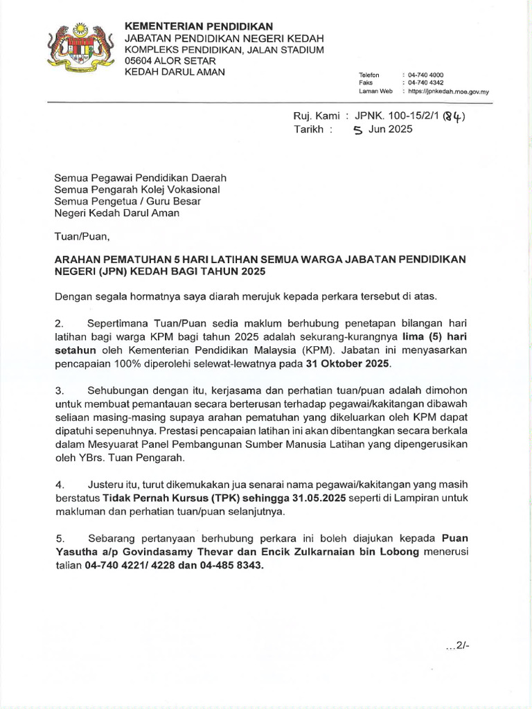 Pematuhan 5 Hari-Ppd, Sekolah | PDF