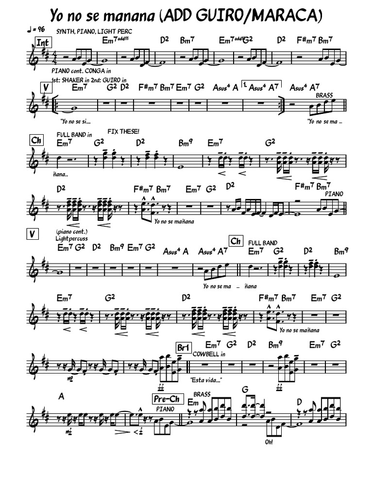 Yo No Se Manana Luis Enrique Yo No Se Manana FULLBAND 2.0 | PDF ...