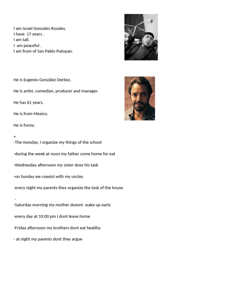 Daily Life of Israel Gonzales Rosales | PDF