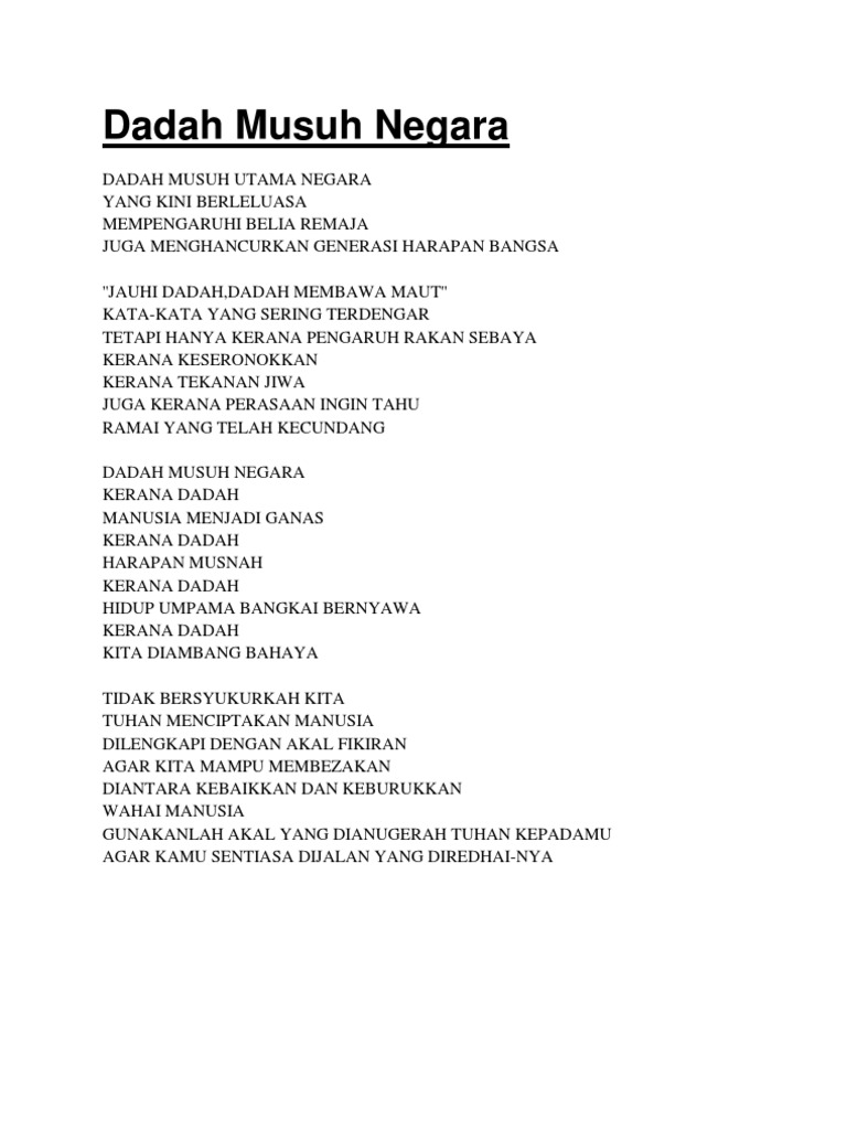 Sajak Dadah Musuh Negara | PDF