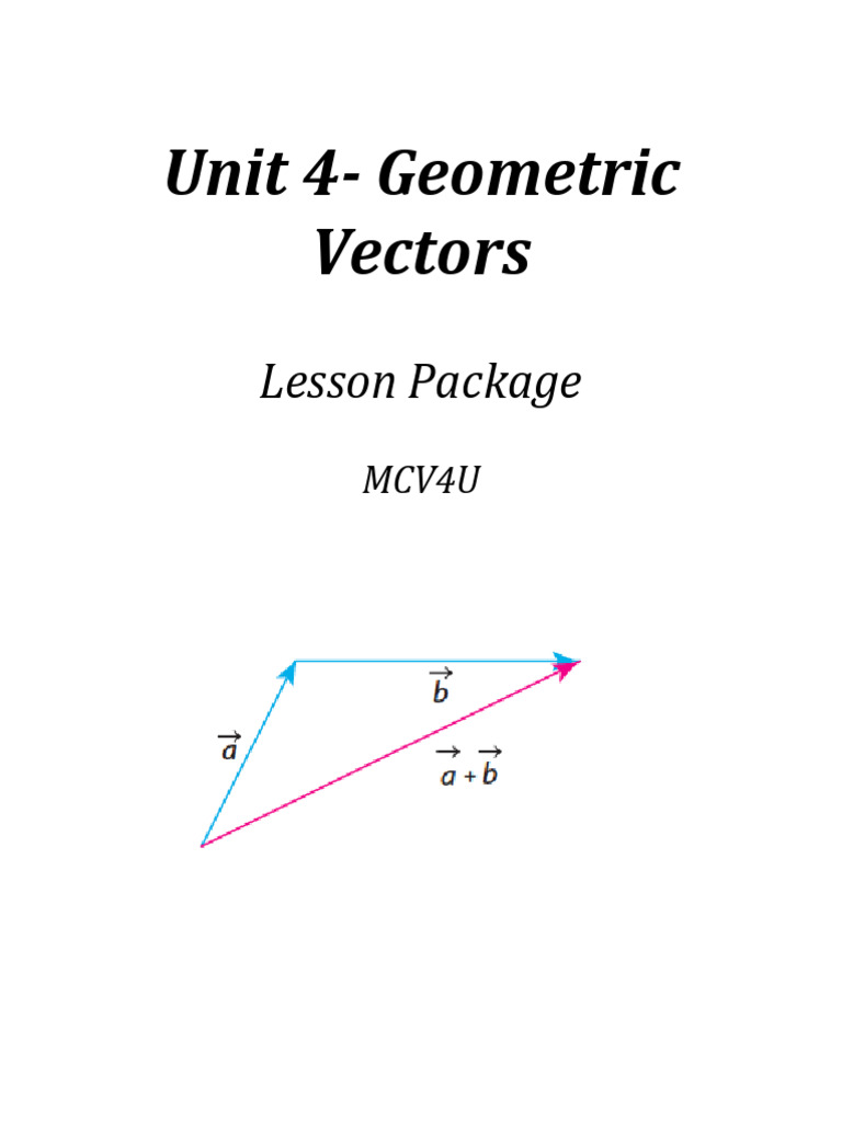 Geometric Vectors in MCV4U Unit 4 | PDF | Euclidean Vector | Mathematics