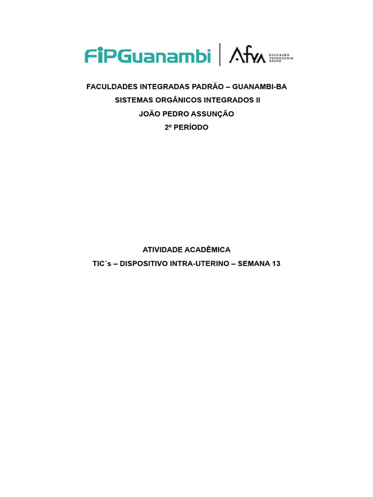 Tics Semana 13 - Dispositivo Intra-Uterino | PDF