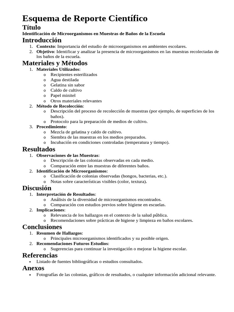 Esquema de Reporte Científico | PDF