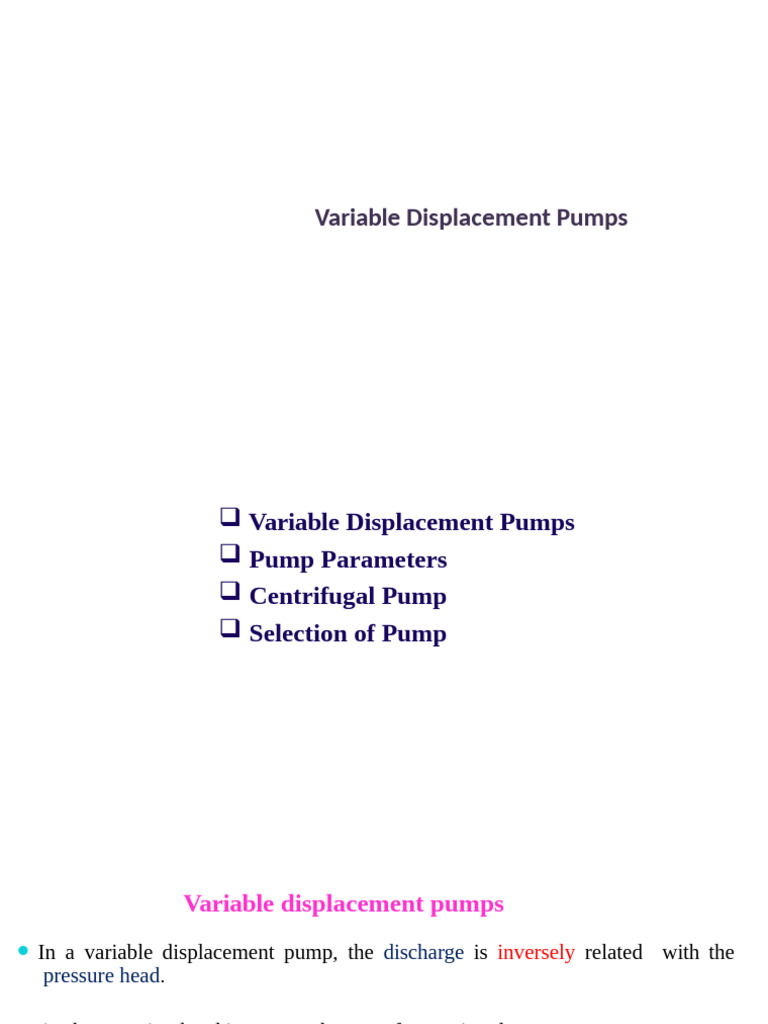 Variable Displacement Pumps | PDF | Pump | Hydraulics