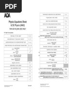 AQA Physics Equation Sheet Triple Oct 19 | PDF | Force | Mass