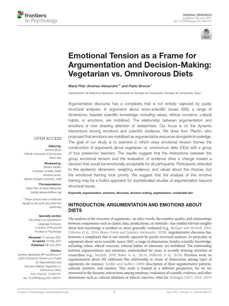 2021 Jiménez & Brocos Emotional Tension | PDF | Emotions | Decision Making