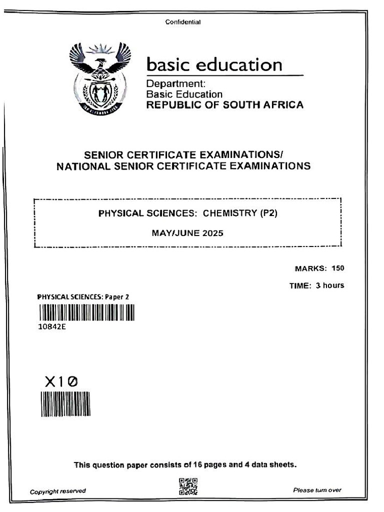 Physical Sciences P2 Grade 12 MayJune 2025 | PDF