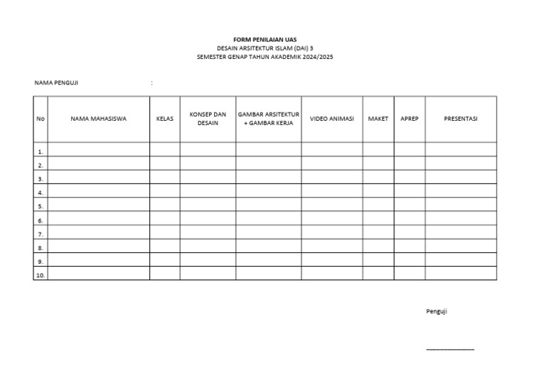 Form Penilaian Dai 3 | PDF