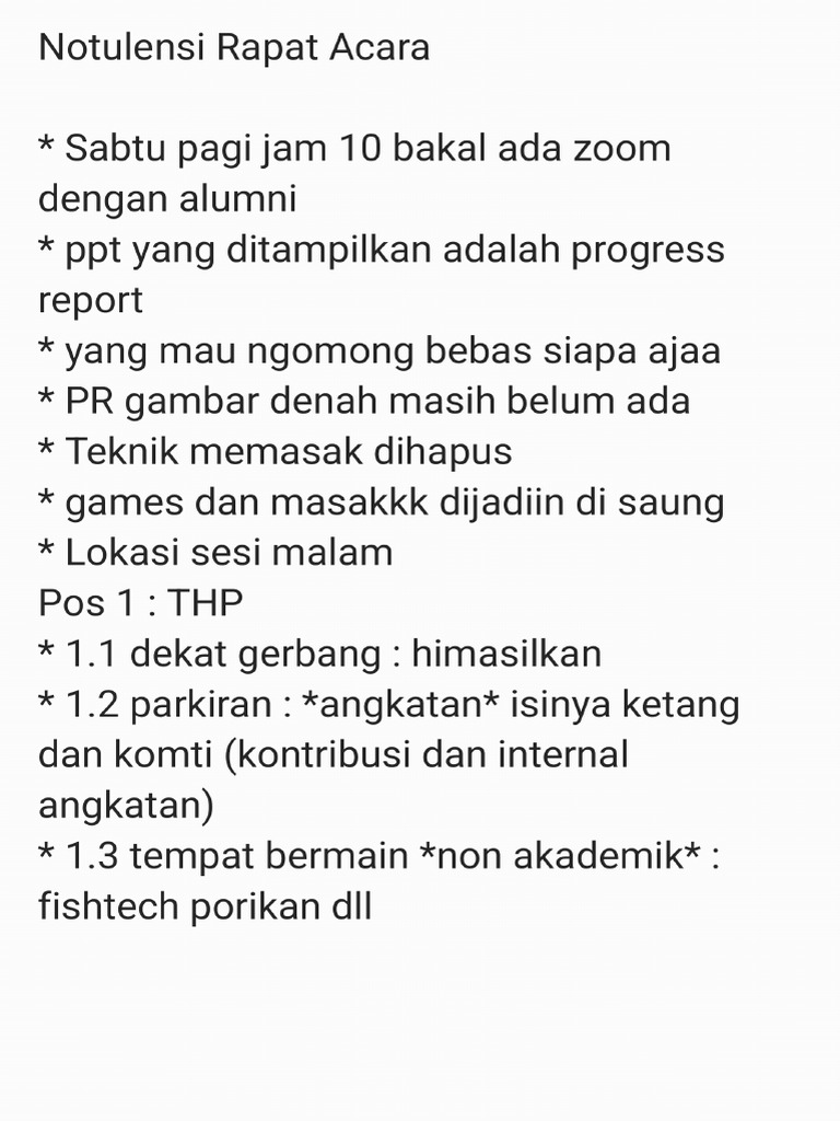 Notulensi Rapat Acara | PDF