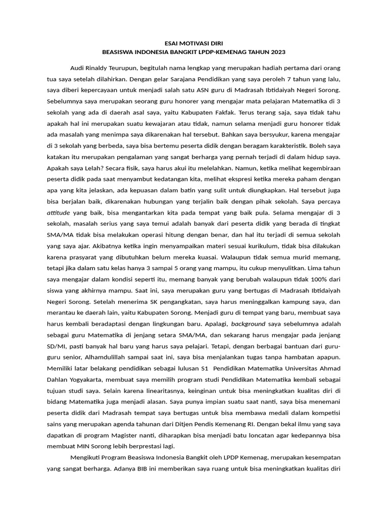 Motivation Statement | PDF