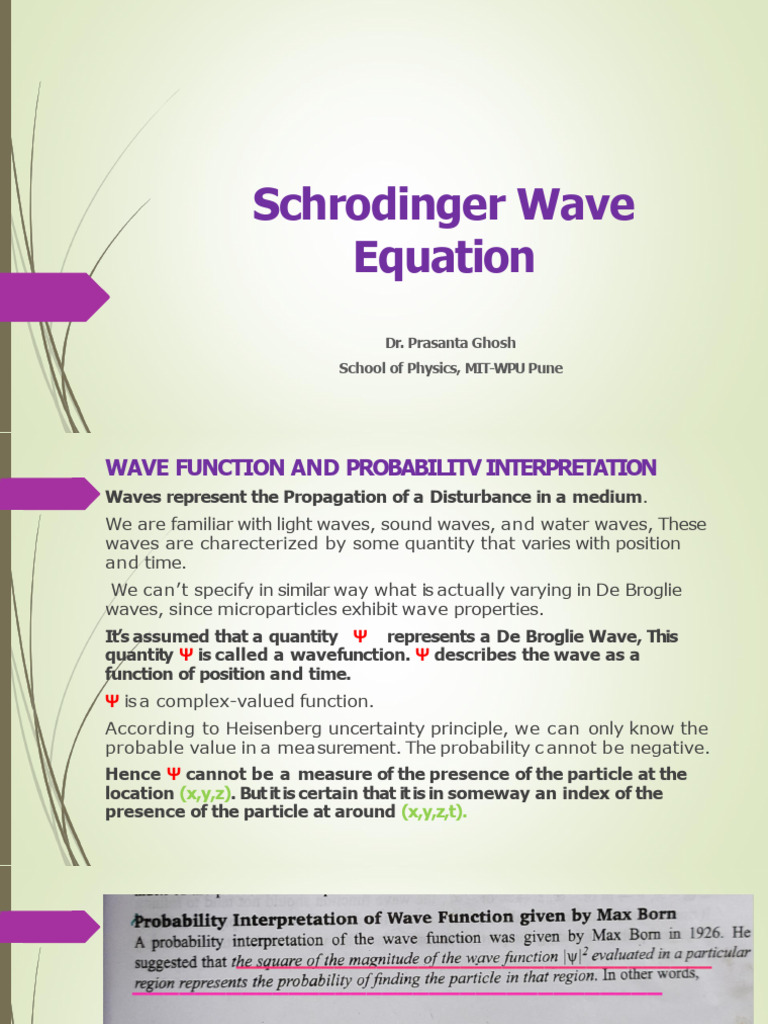 Schrodinger Wave Equation | PDF | Waves | Schrödinger Equation