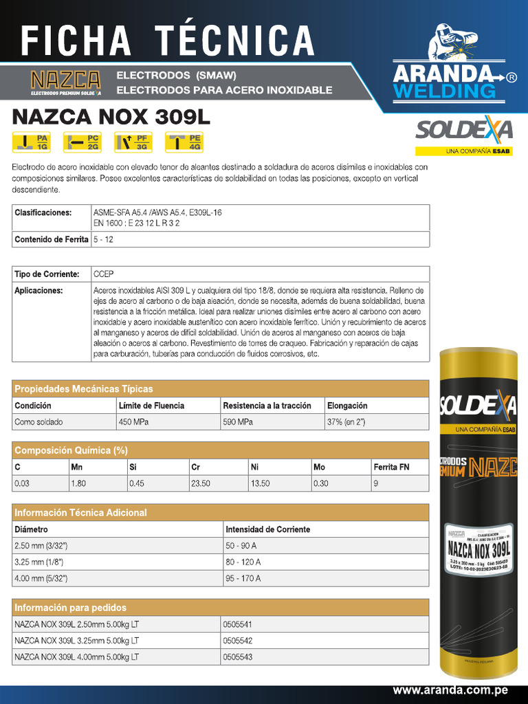 Ficha Tecnica Nazca Nox 309l | PDF