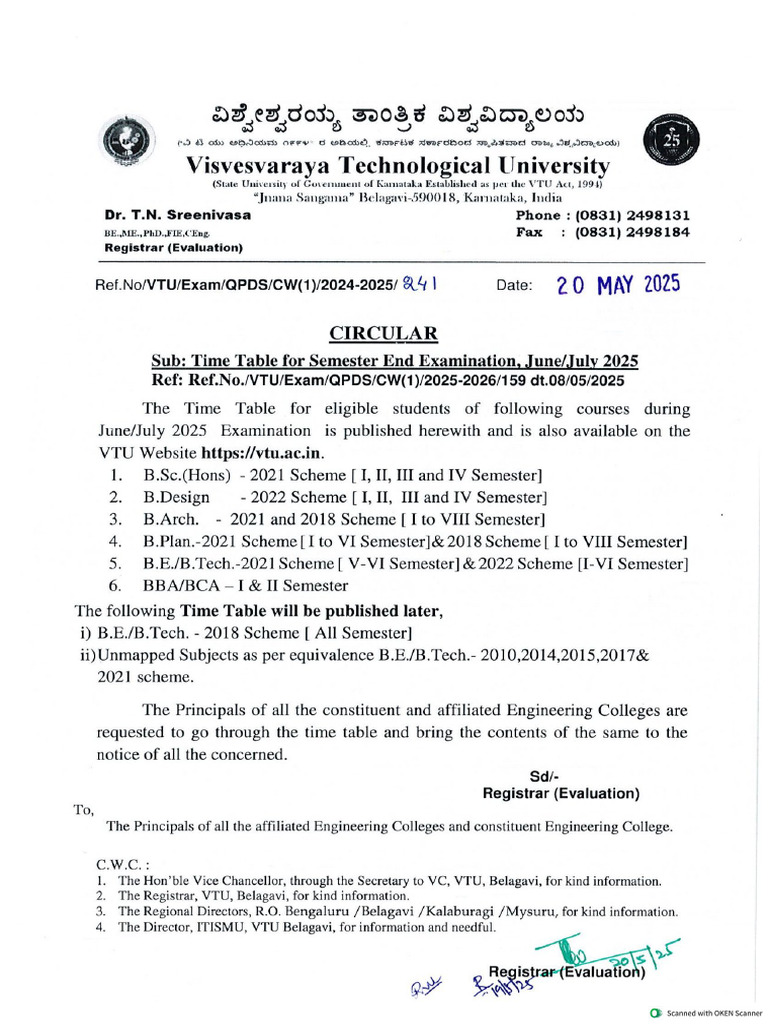TimeTable Jun Jul2025 | PDF