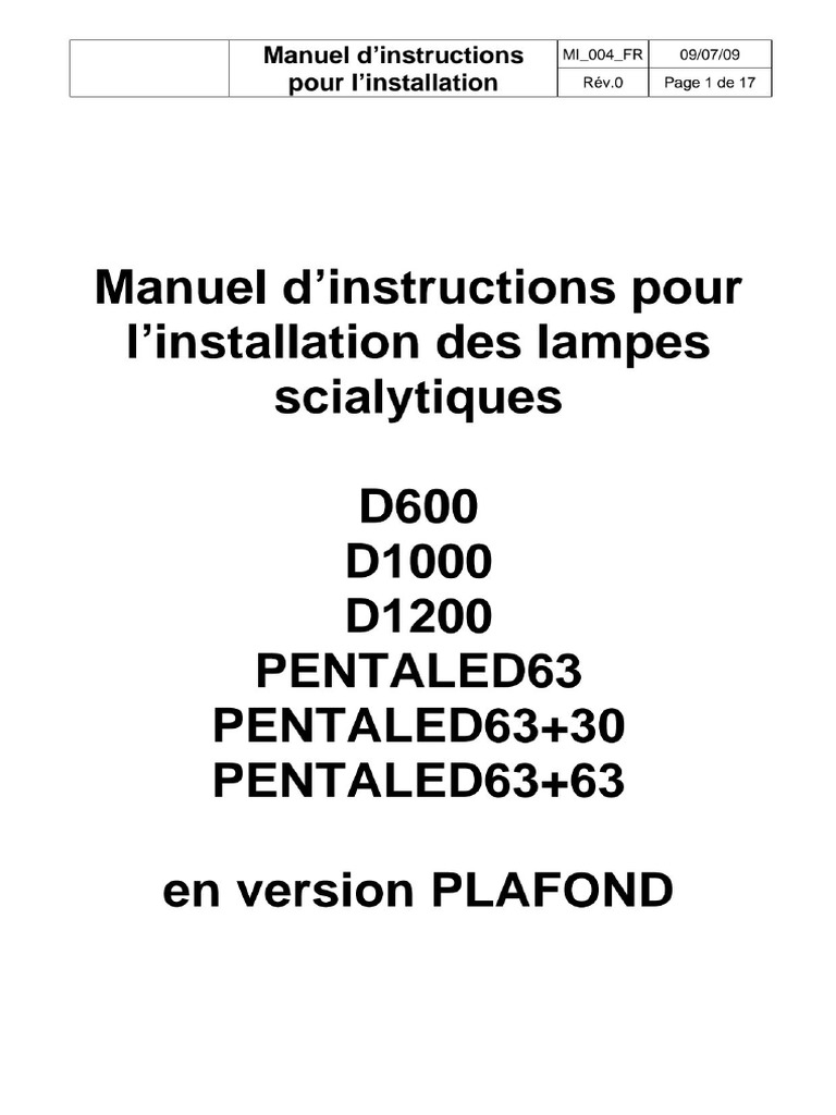 Manuel Installation Eclairage Operatoire | PDF
