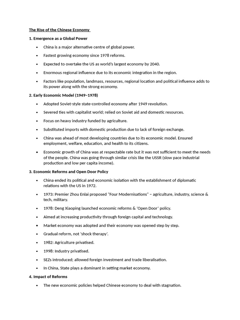 Rise of the Chinese Economy Explained | PDF | Chinese Economic Reform ...