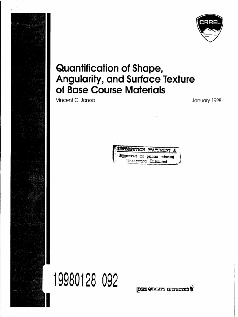 Quantification of Shape, Angularity, and Surface Texture of Base Course Materials | PDF ...