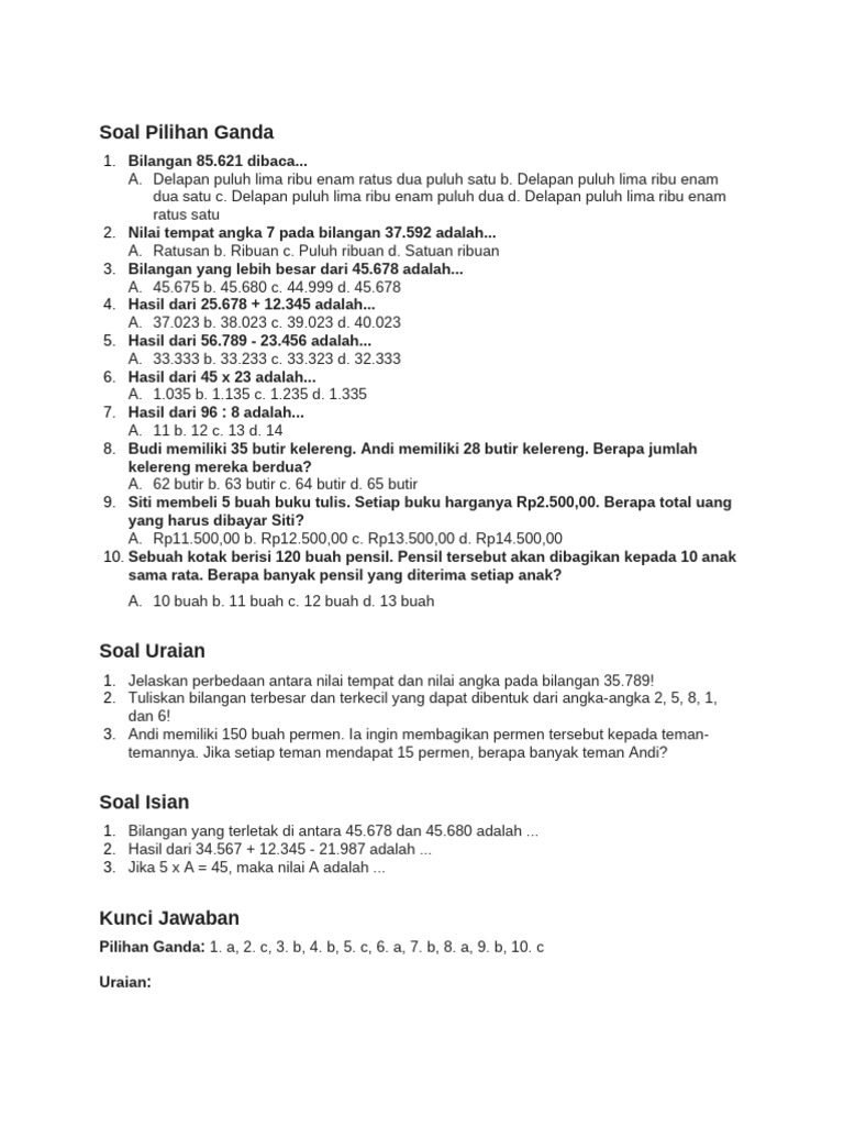 Bank Soal Math | PDF